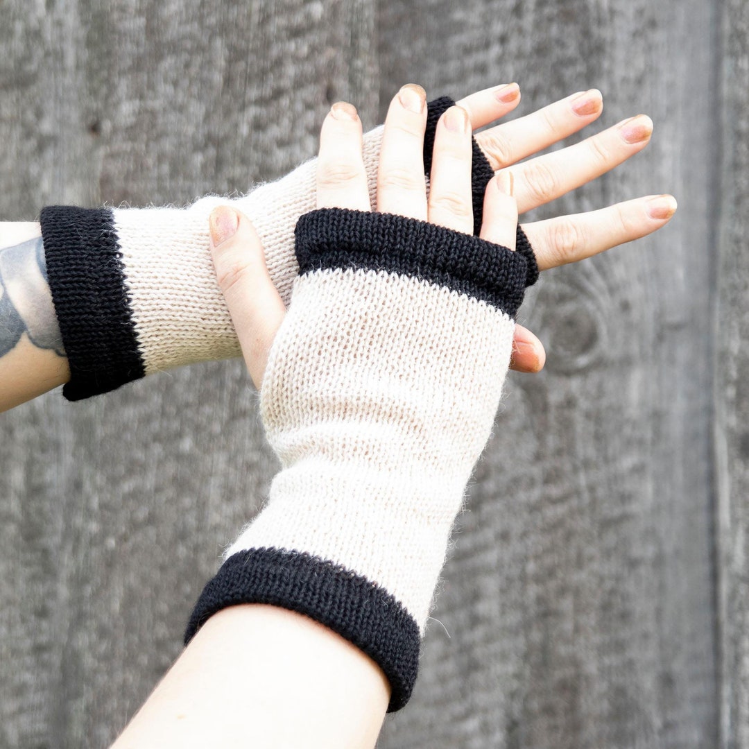 Wool Mittens Knit Gloves Soft Wool Fingerless Mittens Wrist Warmers ...