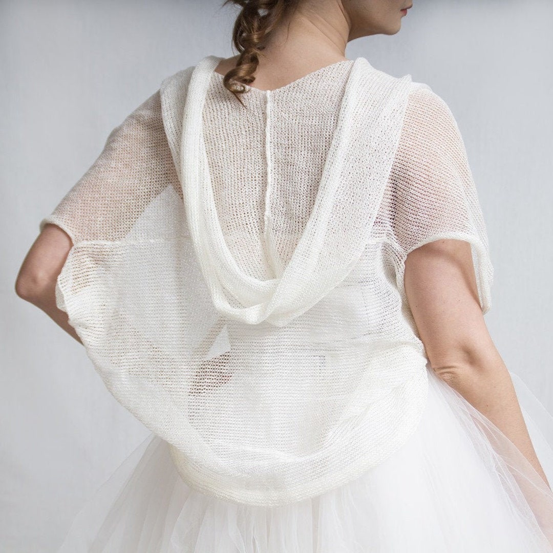 Hooded Linen Bridal Bolero: Knitted Wedding Shrug - Etsy