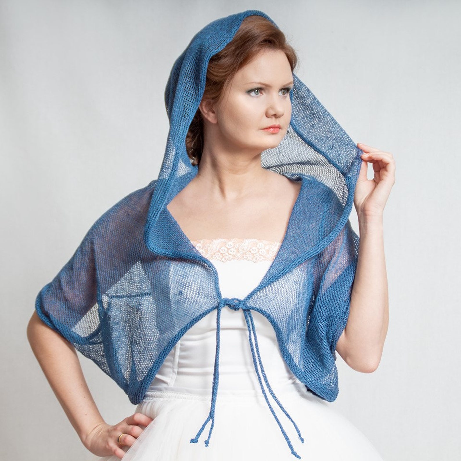 Linen Bolero Hooded Bolero Linen Hoodie Linen Shrug Knit Cover | Etsy