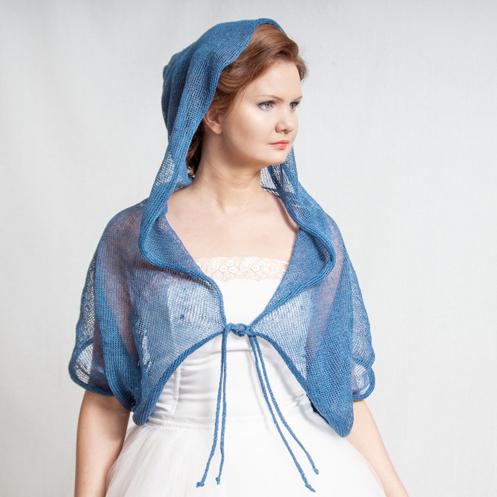 Linen Bolero Hooded Bolero Linen Hoodie Linen Shrug Knit Cover | Etsy