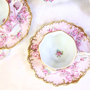 7oz Teacup and Saucer Set With Rose and Cherry Blossom Pattern - Etsy
