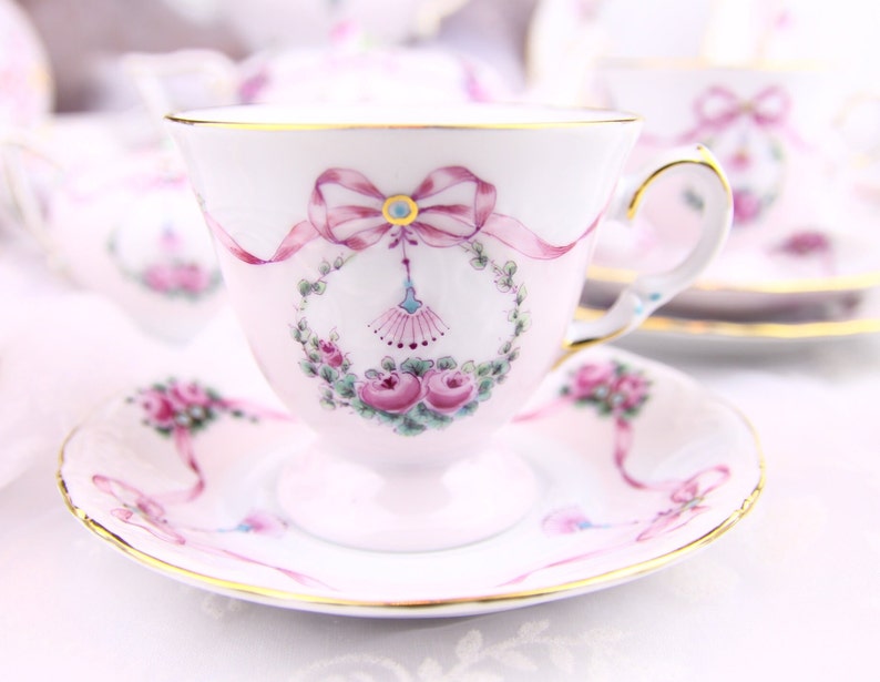 Hand-painted Kiln Finished 6oz Tea Cup Set With Fan Charm | Etsy