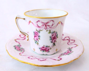 Hand-painted Kiln Finished 6oz Tea Cup Set With Fan Charm | Etsy