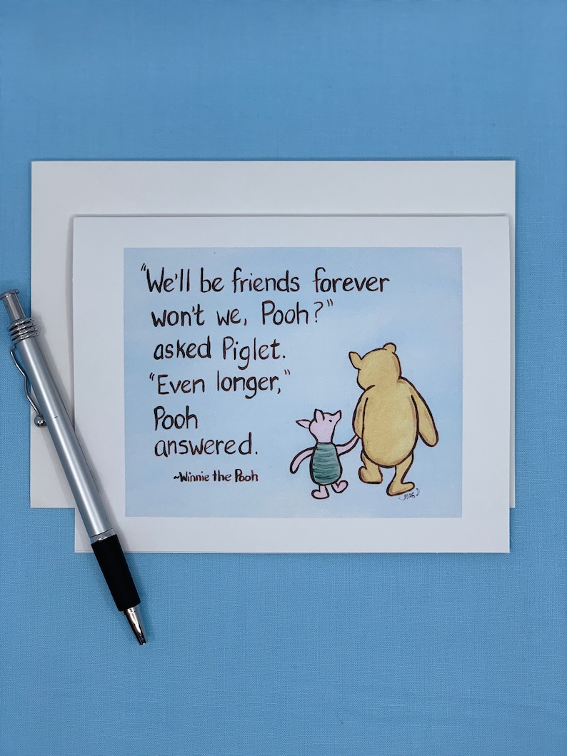 Winnie the Pooh Friend Card Pooh and Piglet Friends Forever | Etsy