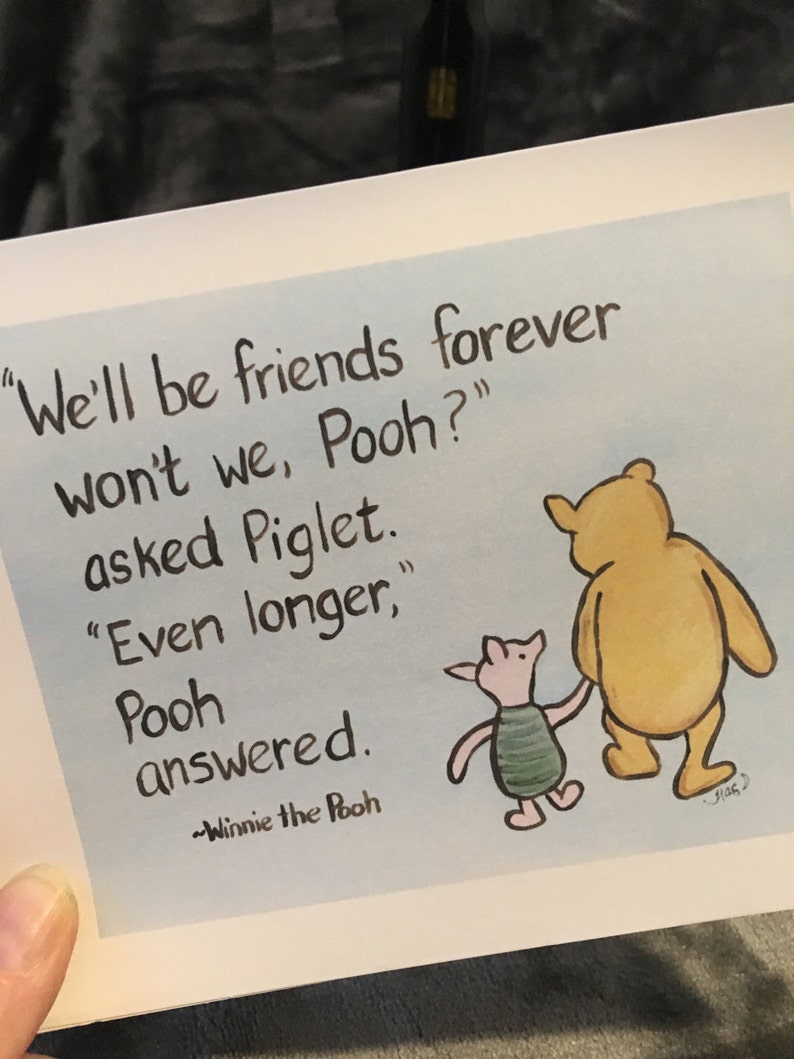 Winnie the Pooh Friend Card Pooh and Piglet Friends Forever | Etsy