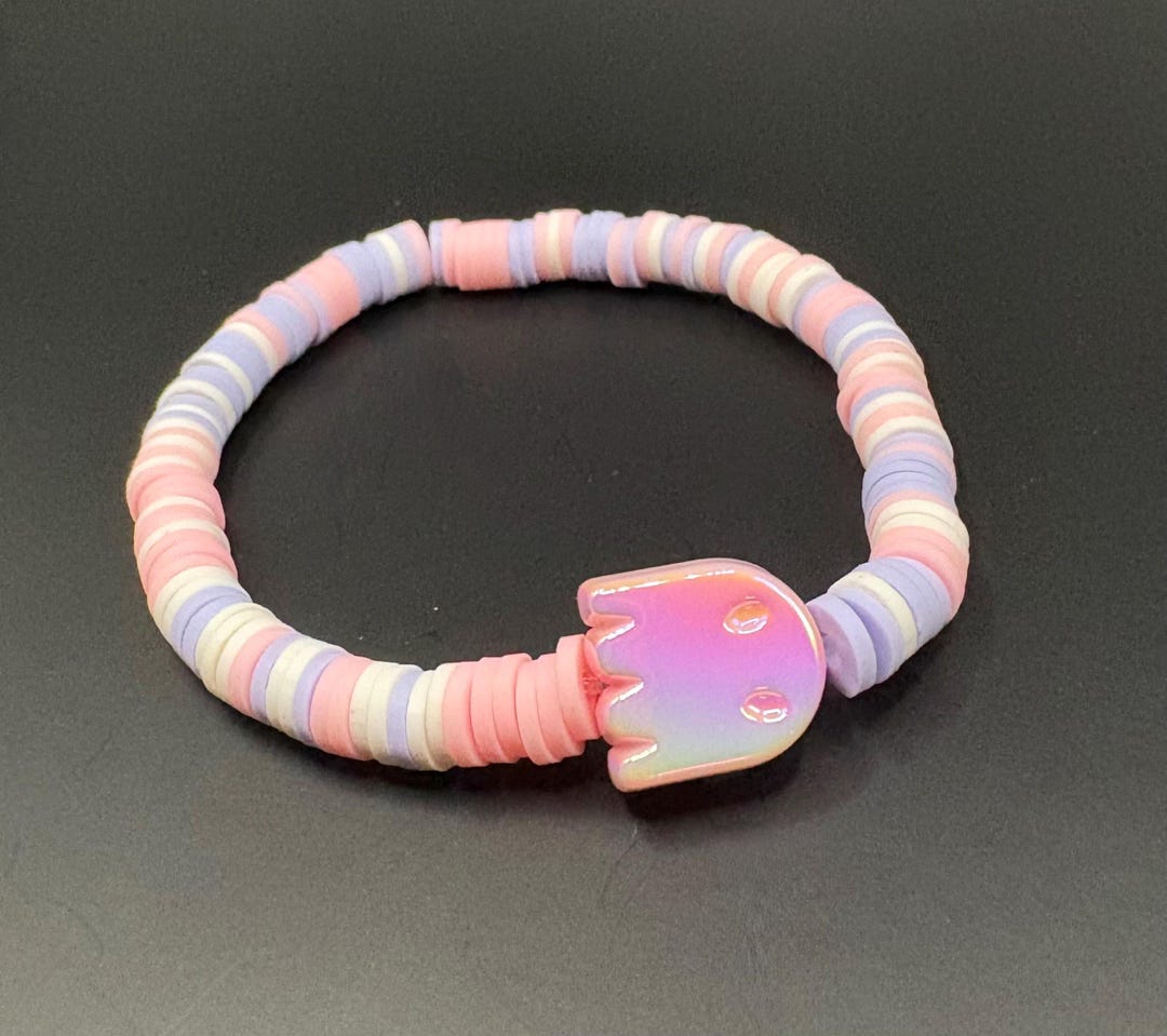 Retro Arcade Ghost Bracelet •cute Ghost Bracelet • Pink Ghost Clay ...