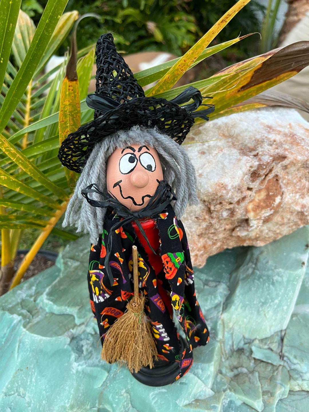 Silly Face Candlestick Witch Handmade/hand-painted Adorable Halloween ...