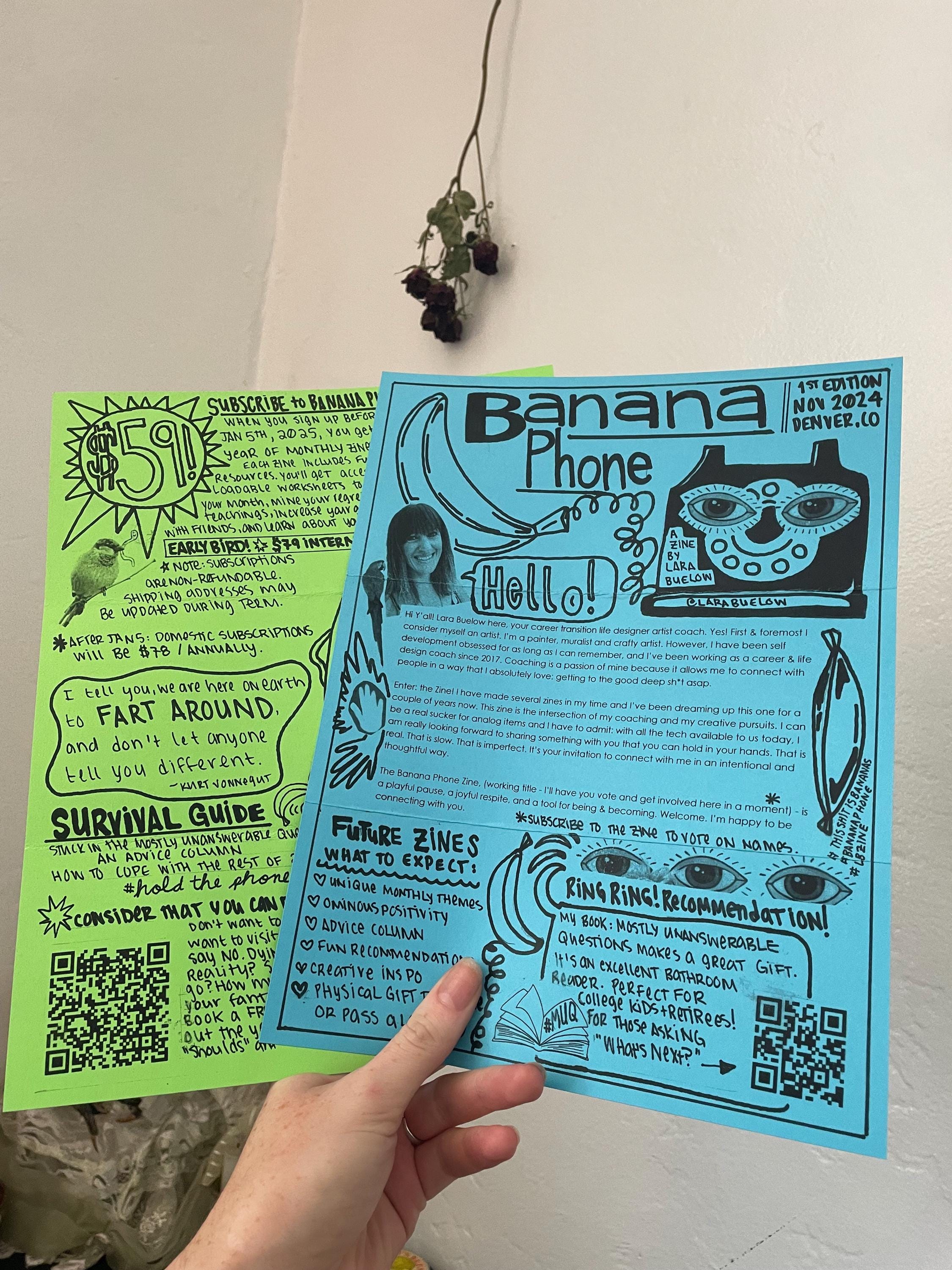 Banana Phone Zine: 6-month Subscription, May-nov 2025 - Etsy