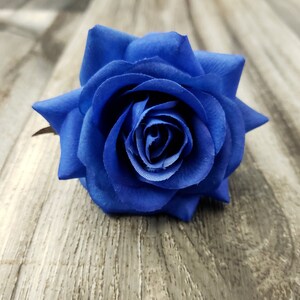 BOXED Real Touch Blue Rose With Rhinestone Button Boutonniere ...