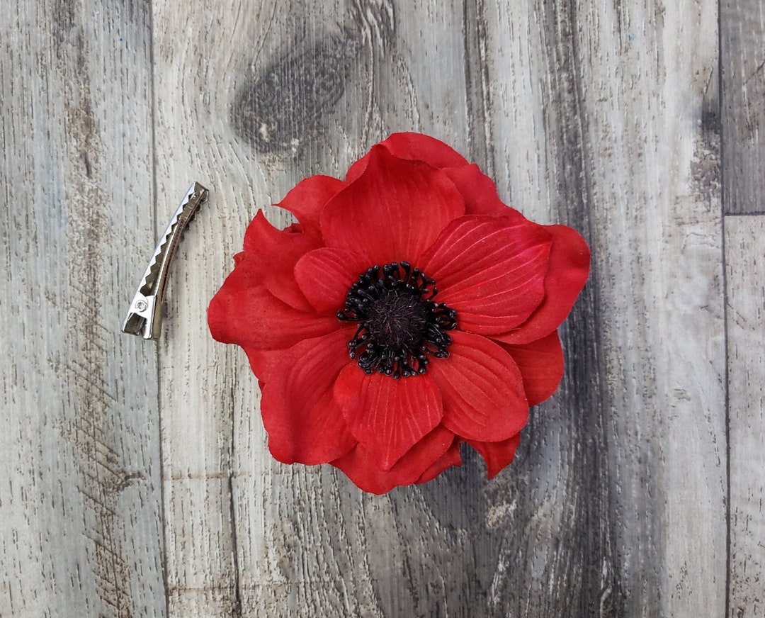 BOXED Red Poppy Realistic Center Hair Clip - MATCHING Items Available ...