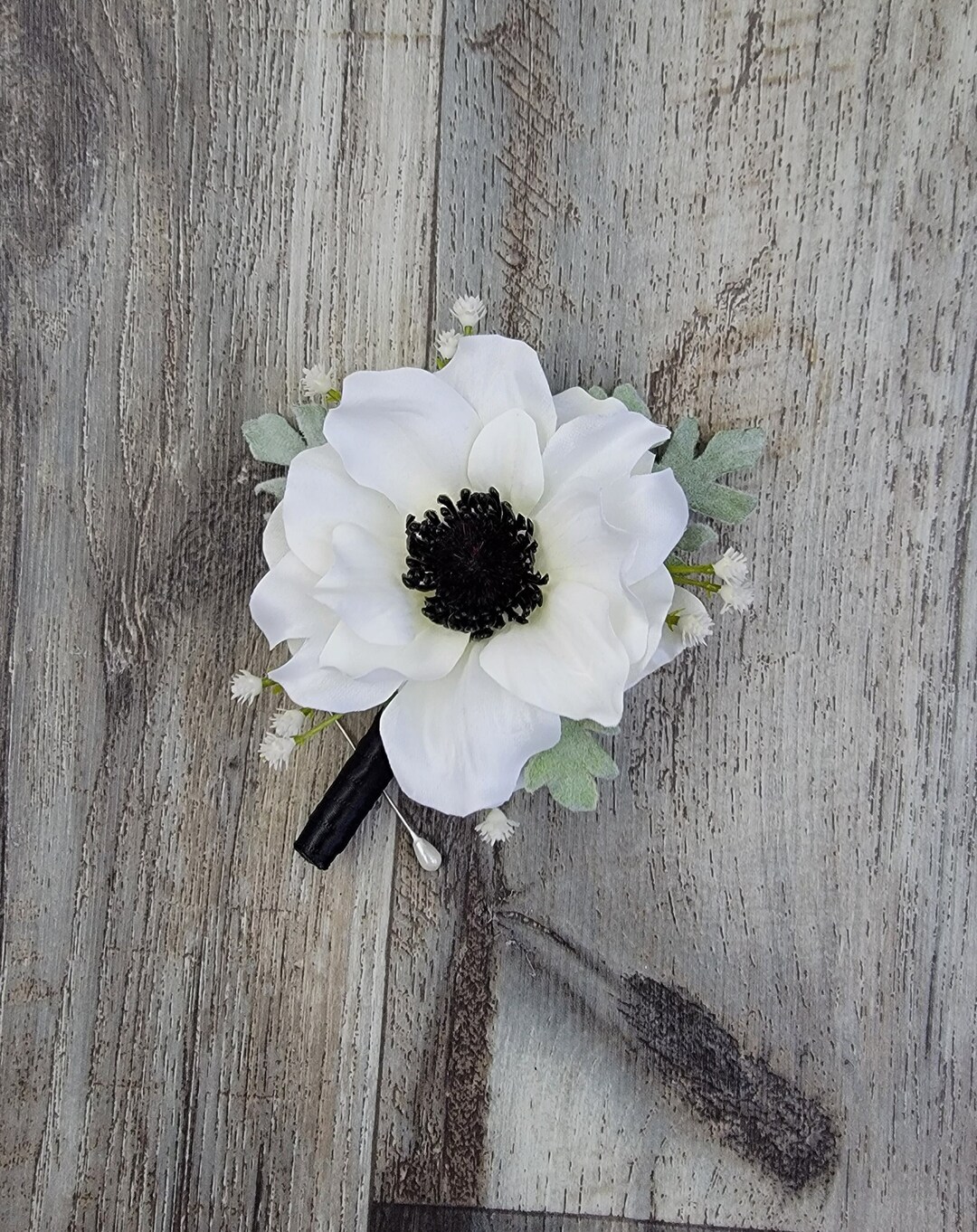 BOXED Anemone Cream White With Soft Real Touch Realistic Baby's Breath ...