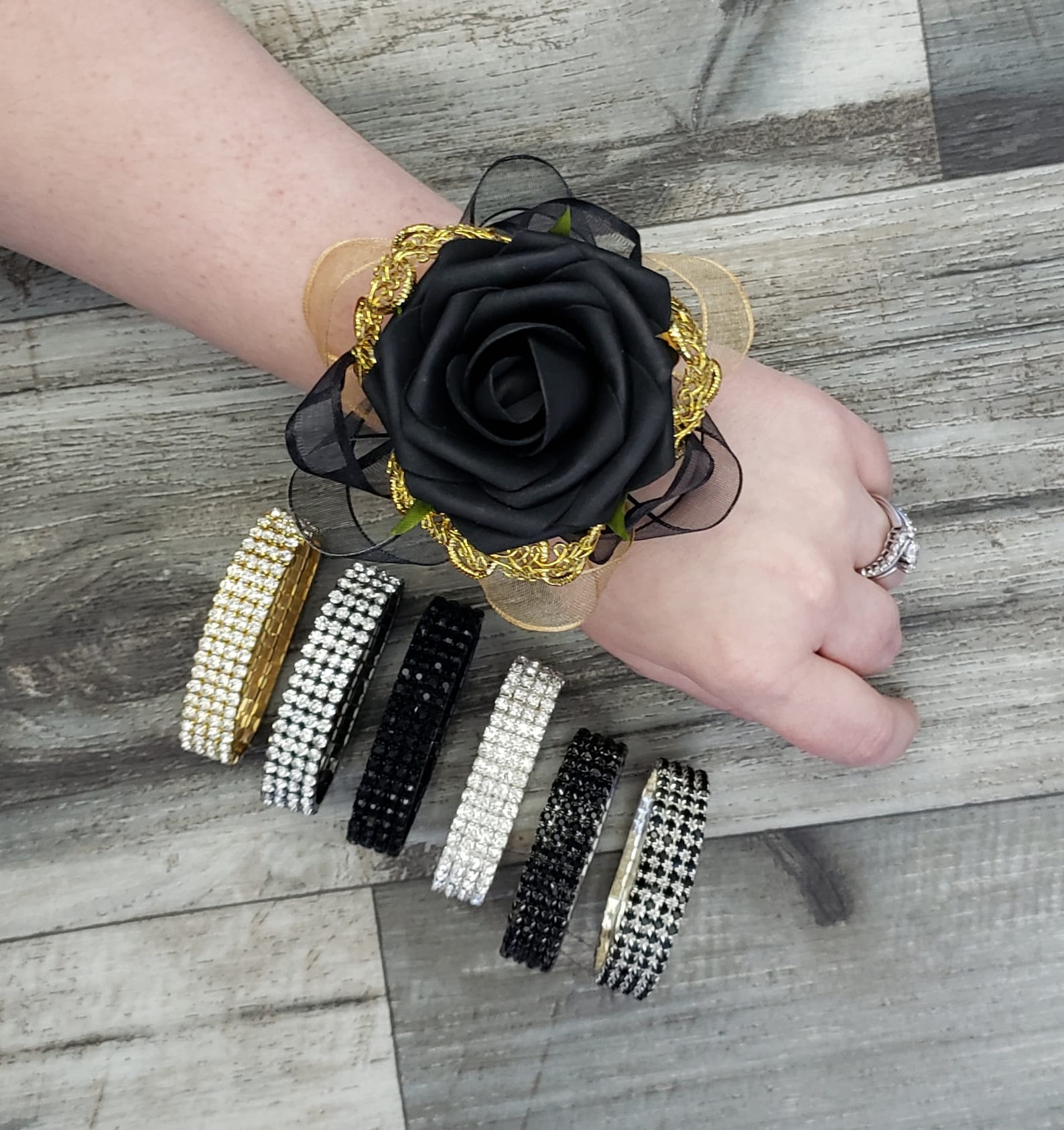 BOXED Soft Black Rose Sheer Ribbon Metallic Gold Trim - Etsy