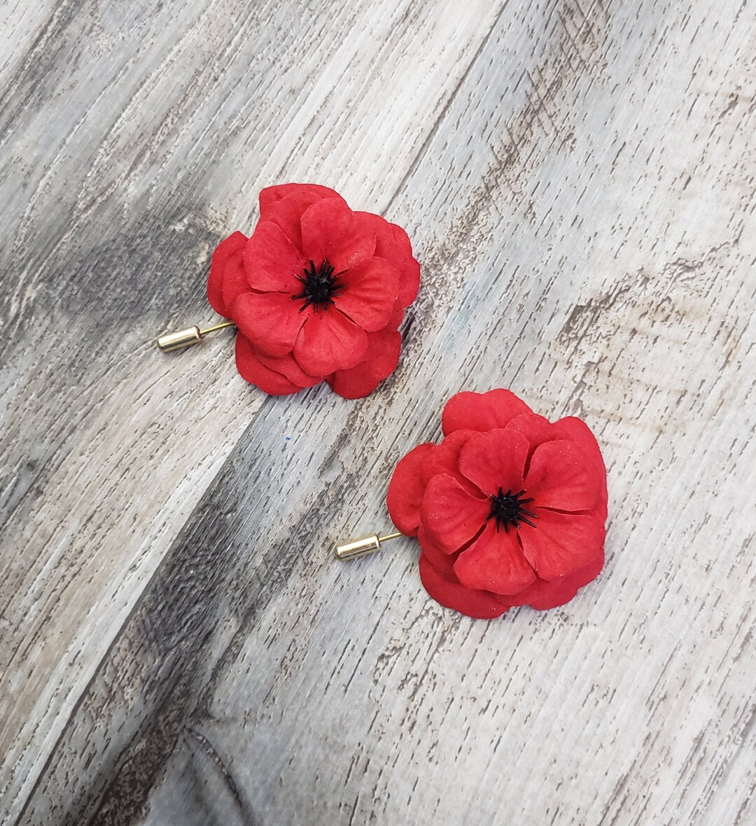 BOXED 2 Mini Red Poppy Lapel Pins - MATCHING Items Available - Etsy