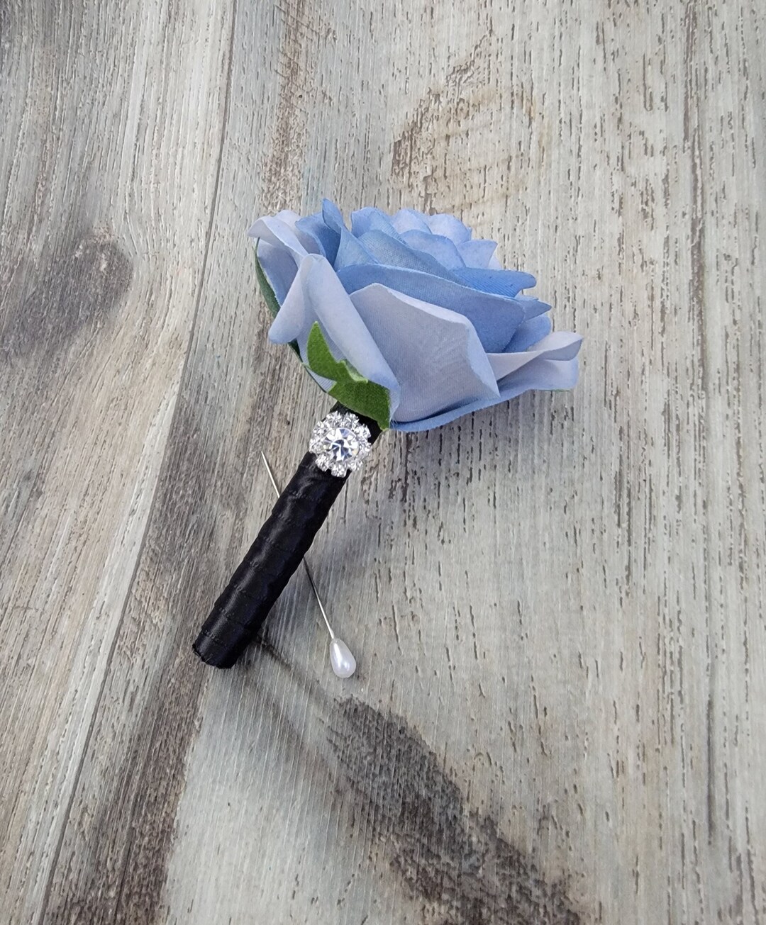 BOXED Real Touch Blue ICE Rose With Rhinestone Button Boutonniere - Etsy
