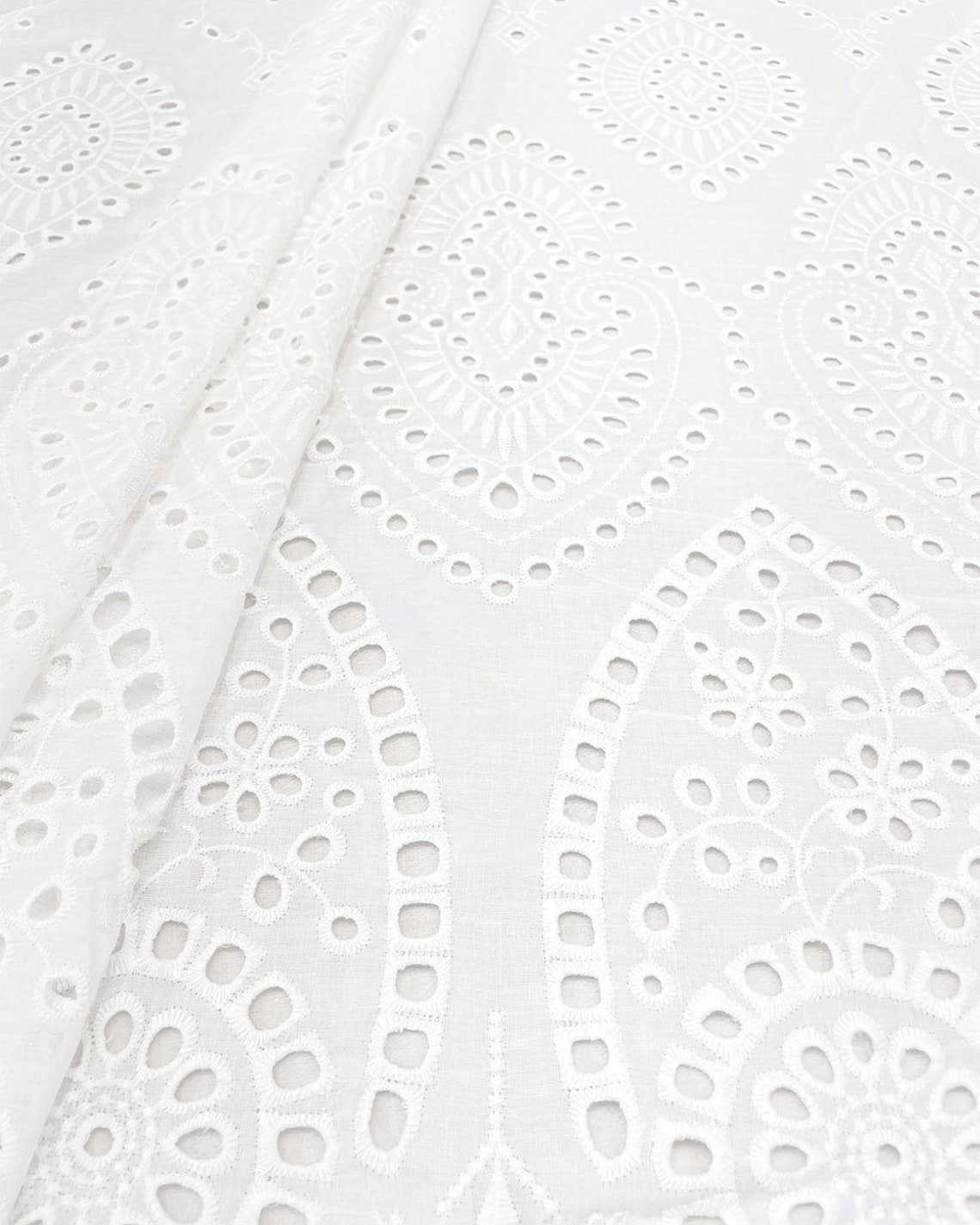 Free Shipping. White Cotton Embroidered Eyelet Fabric 200510 - Etsy