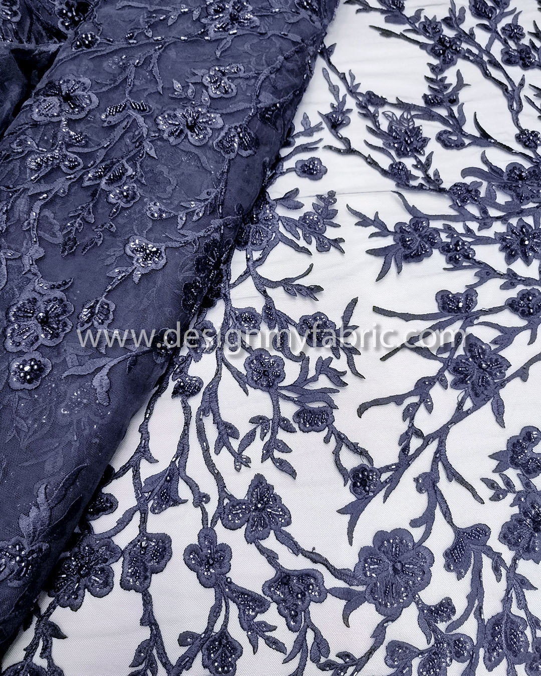 Free Shipping. Navy Blue Pearls Lace Fabric #99114 - Etsy