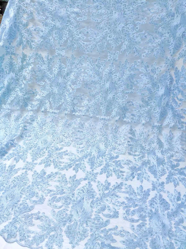 Free Shipping. Light Blue Embroidered Baroque Lace Fabric 20523 - Etsy