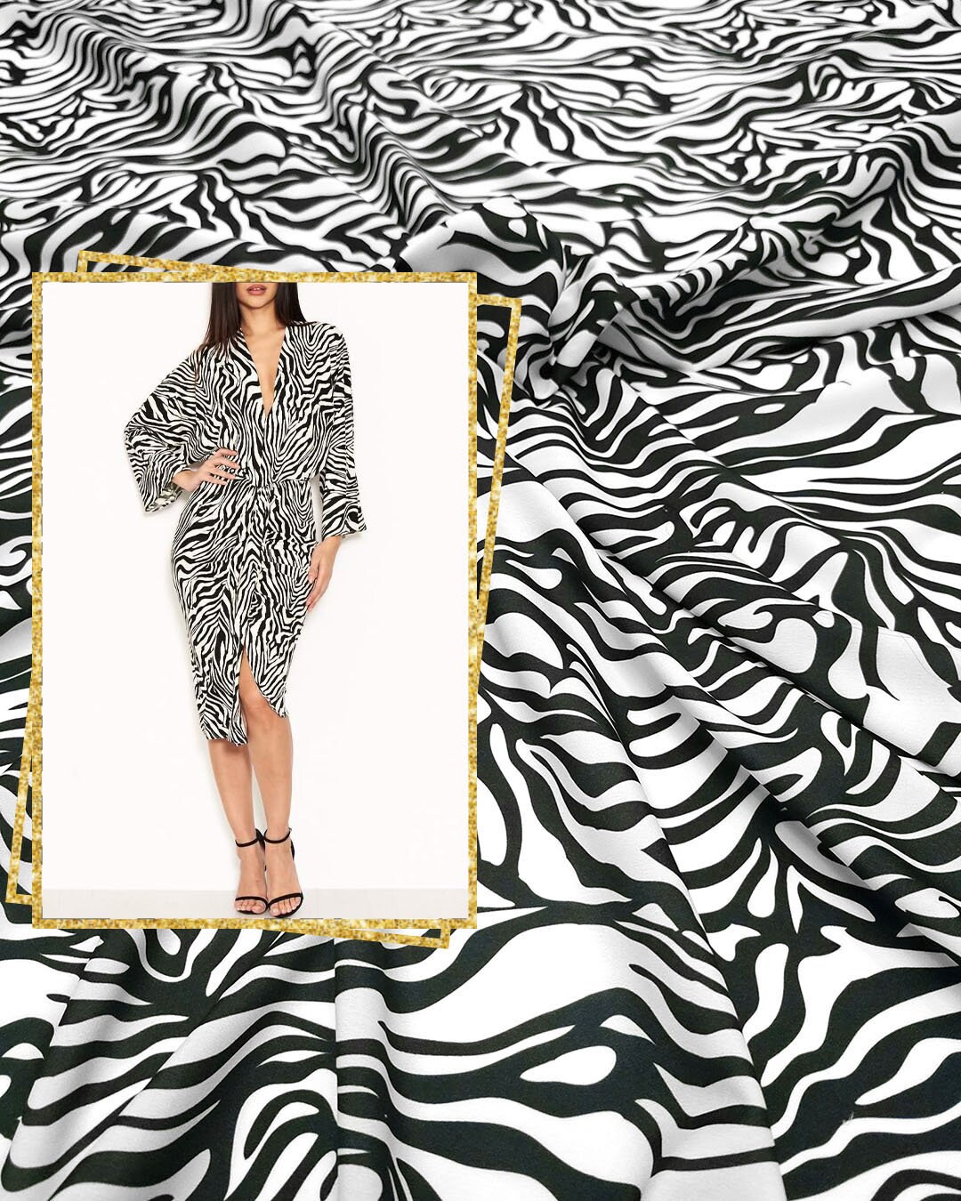 Free Shipping. Black and White Zebra Crepe Satin Fabric 50620 - Etsy