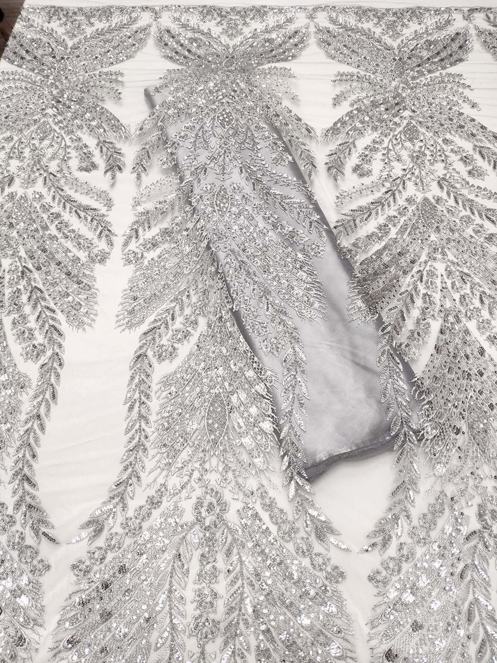 Free Shipping. Grey Net Beaded Fabric 99473 - Etsy