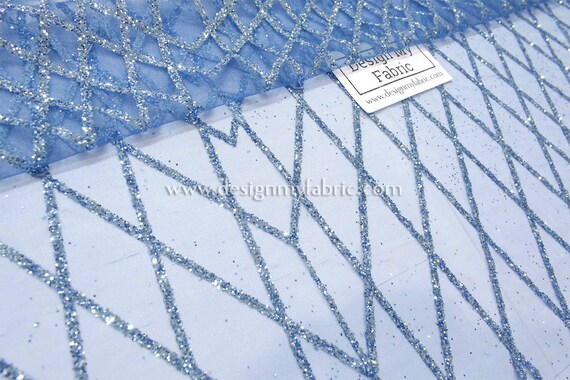 Free Shipping. Blue Net Glitter Fabric 91583 - Etsy