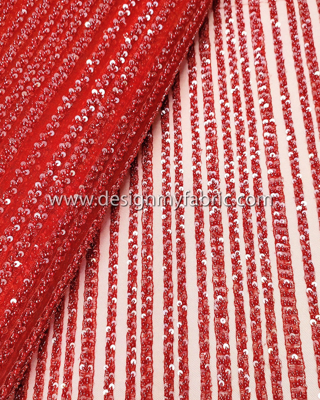 Free Shipping. Red Sequined Lace Fabric With Beads #50069 - Etsy