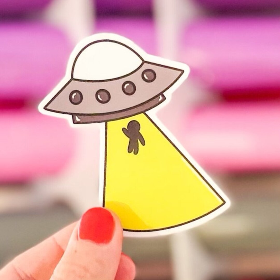 UFO Abduction Matte Vinyl Sticker: Alien Spaceship Decal - Etsy