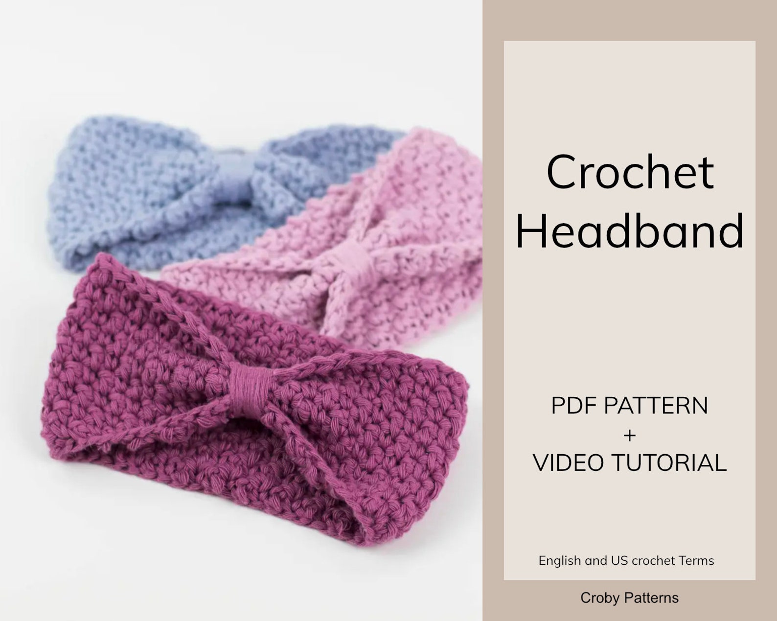CROCHET PATTERN PDF - Simple Easy for Beginners Crochet Headband - All ...