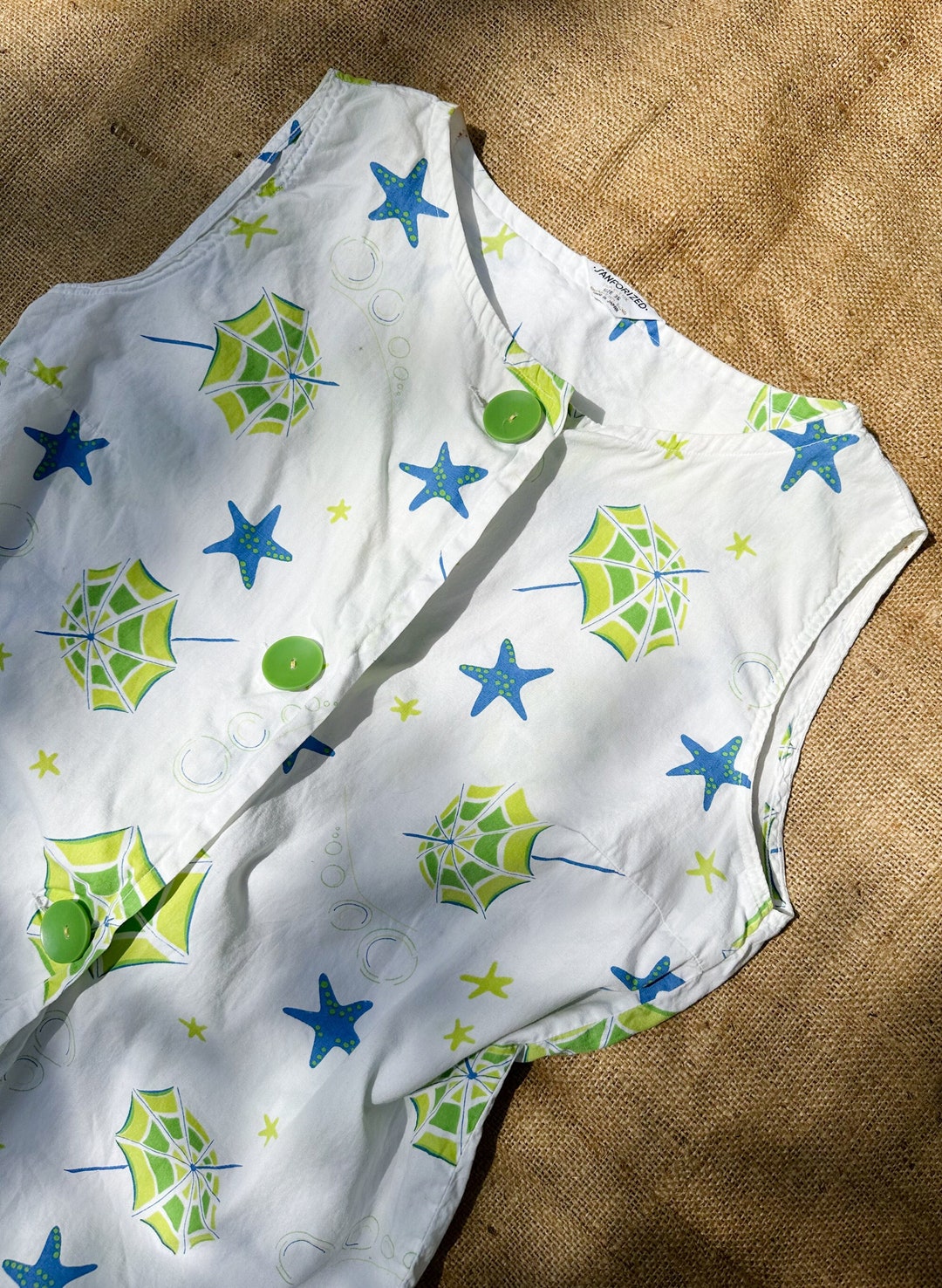 1950s Sanforized Beach Pattern Button Front Cotton Top SZ L - Etsy