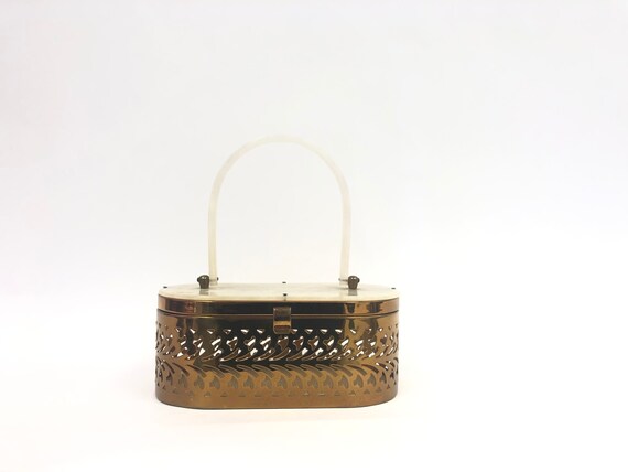 Vintage 1950's Metal Box Handbag - Gem
