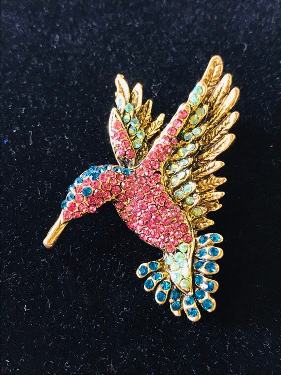 Vintage Jeweled Hummingbird Brooch Hummingbird Pin - Etsy