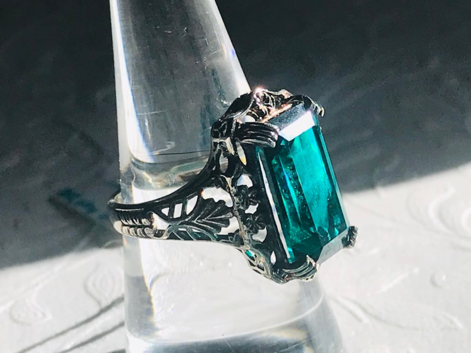 Art Deco Vintage Style Filigree Aqua Apatite Crystal and - Etsy