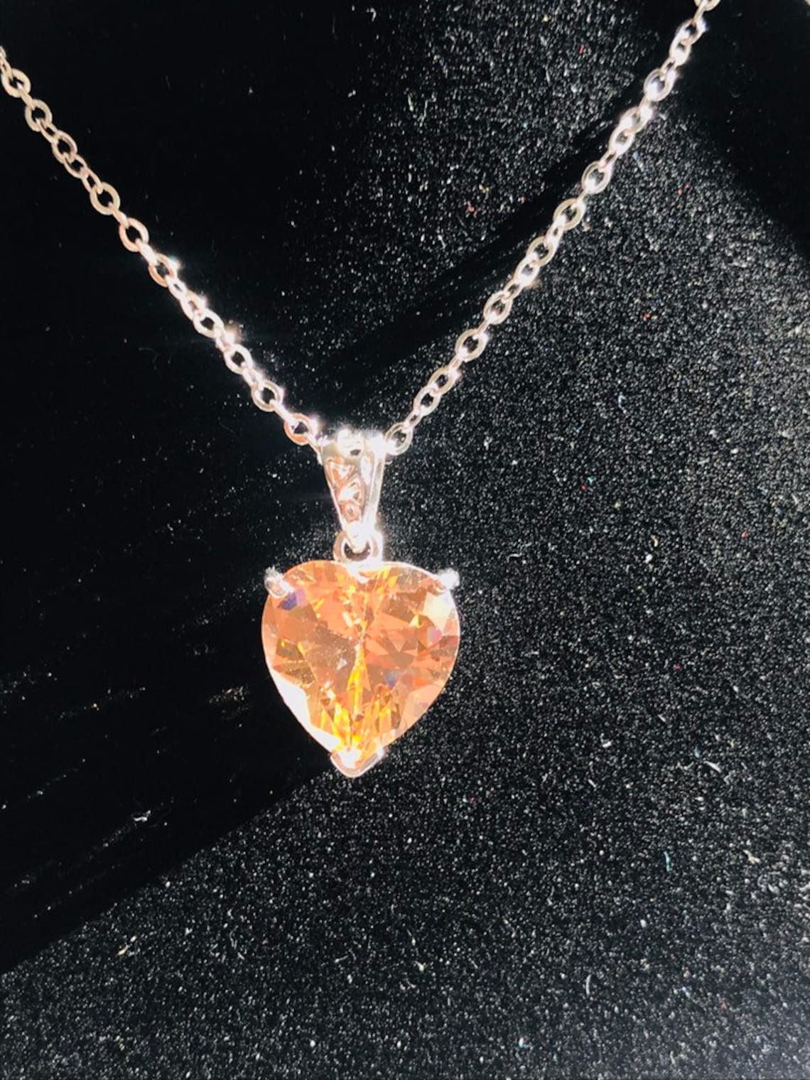 Citrine Heart Necklace Sparkling Citrine Heart Pendant - Etsy UK