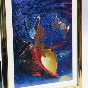 RARE Vintage Out of Production Holographic Fairies and Conch Shell With ...