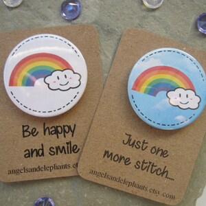 38mm Button Pin Badge Happy Rainbow Badge, Pin Badge, Button Badge ...