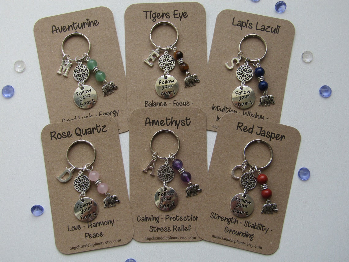 Amethyst Gemstone Keyring, Gemstone Keychain, Personalised Keychain ...
