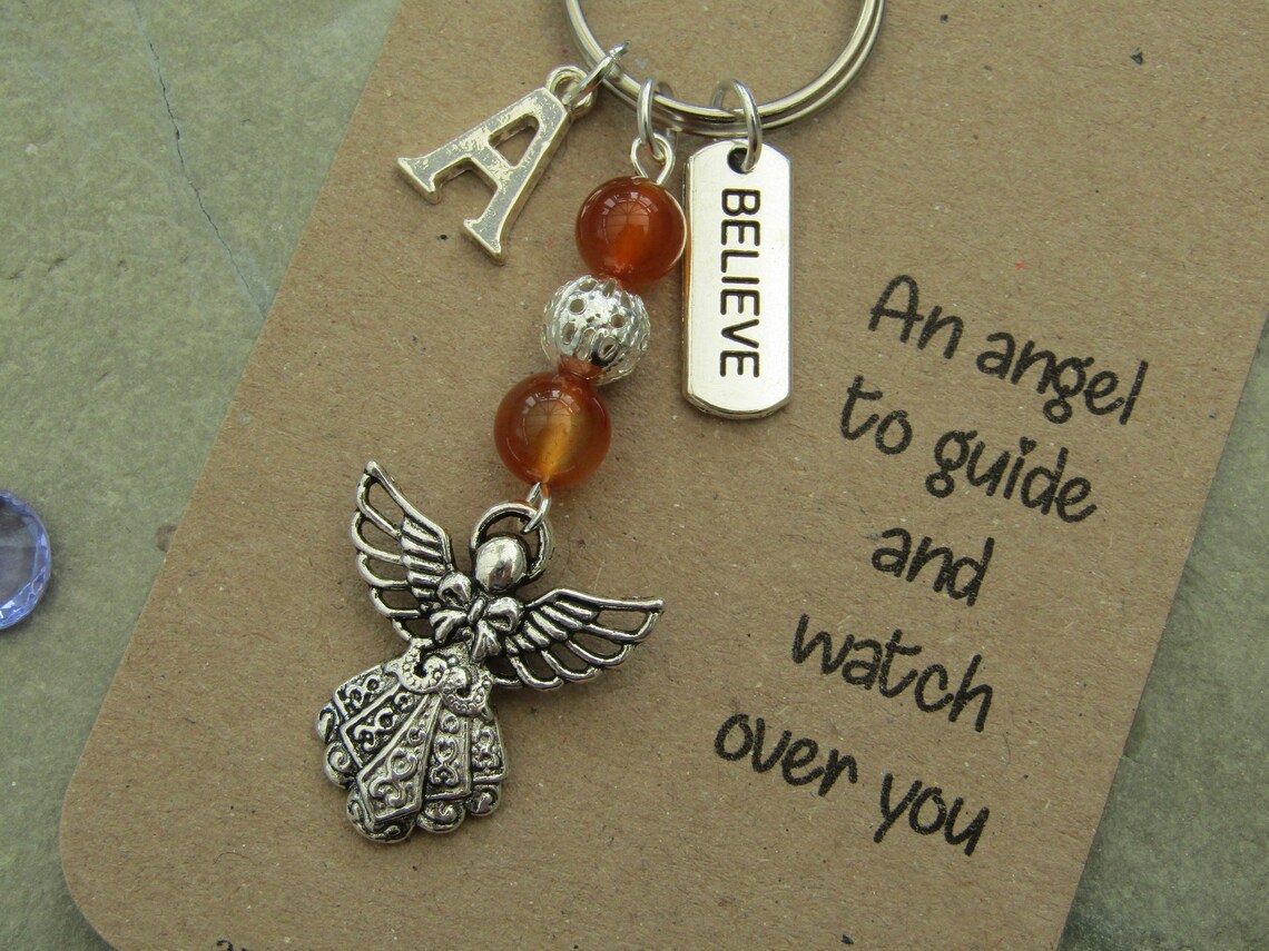 Angel Keyring, Guardian Angel Gemstone Keychain, Guardian Angel ...