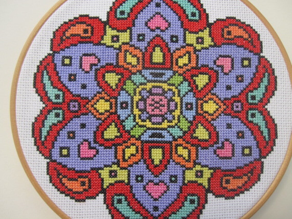 Cross Stitch Pattern by PDF Download - 'bright Mandala' - Cross Stitch ...