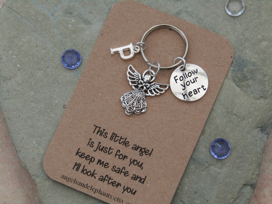 Guardian Angel Keyring - Keychain - Personalized - Initial Keychain ...