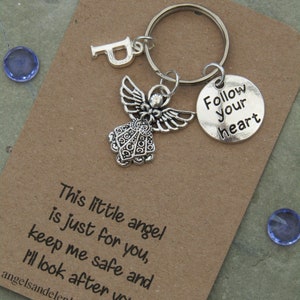 Guardian Angel Keyring - Keychain - Personalized - Initial Keychain ...