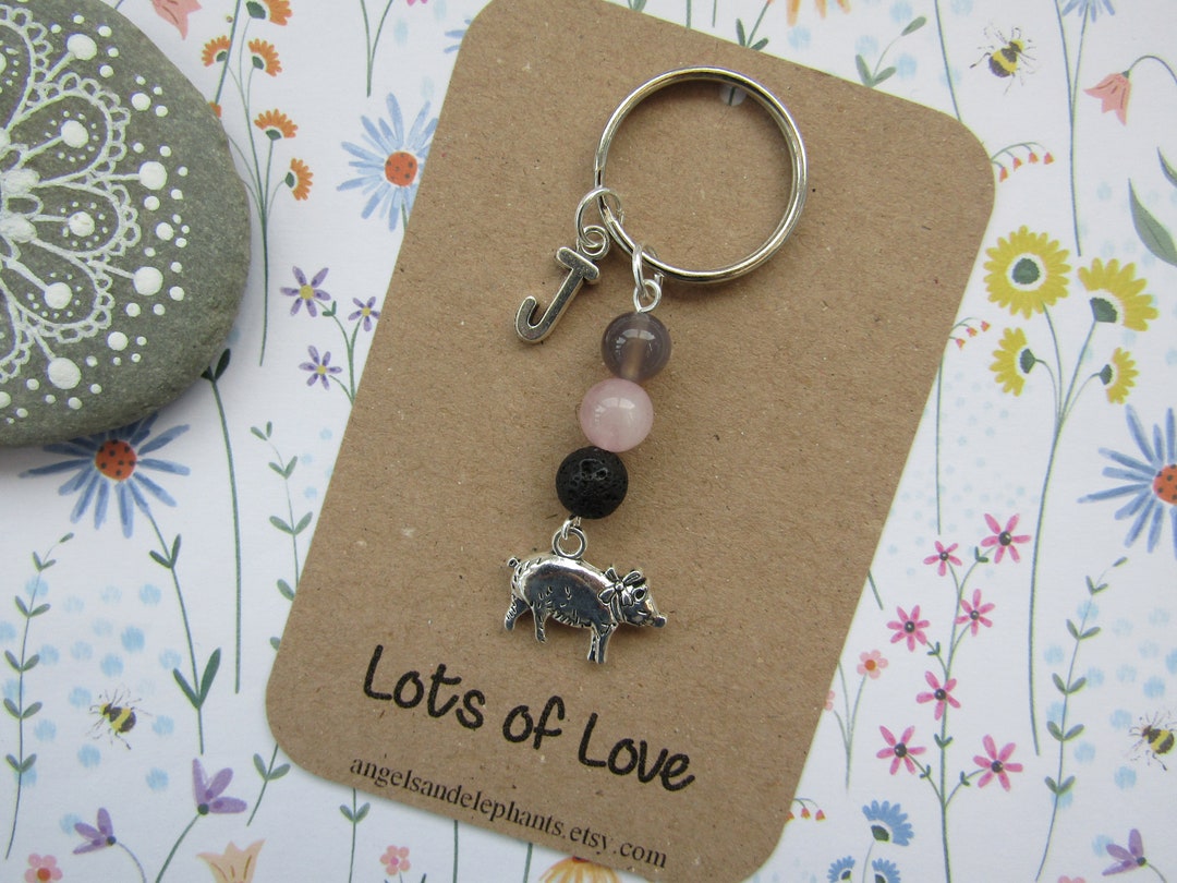 Pig Keyring, Pig Diffuser Keyring, Pig Diffuser Keychain, Gemstone ...