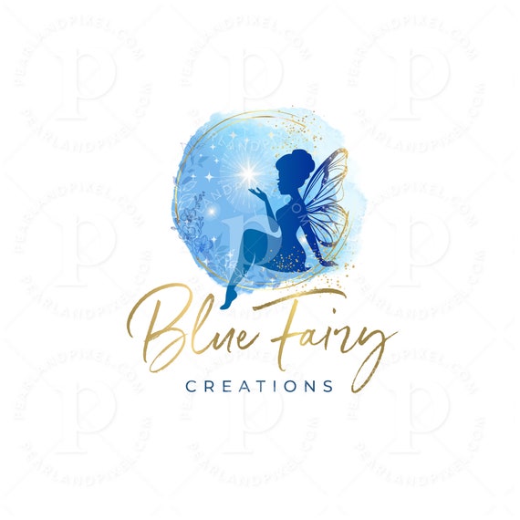 Fairy Logo Design Blue and Gold Magic Logo Magical Branding | Etsy