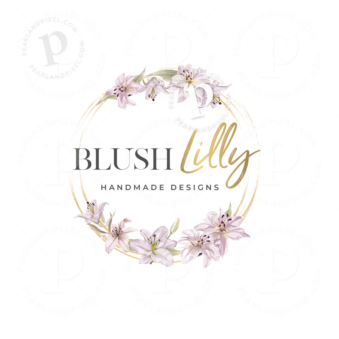 Lily Logo Design, Lilly Flower Logo, Floral Wreath Logo, Feminine Logo ...