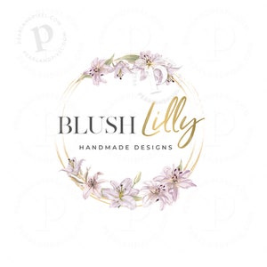 Lily Logo Design, Lilly Flower Logo, Floral Wreath Logo, Feminine Logo ...