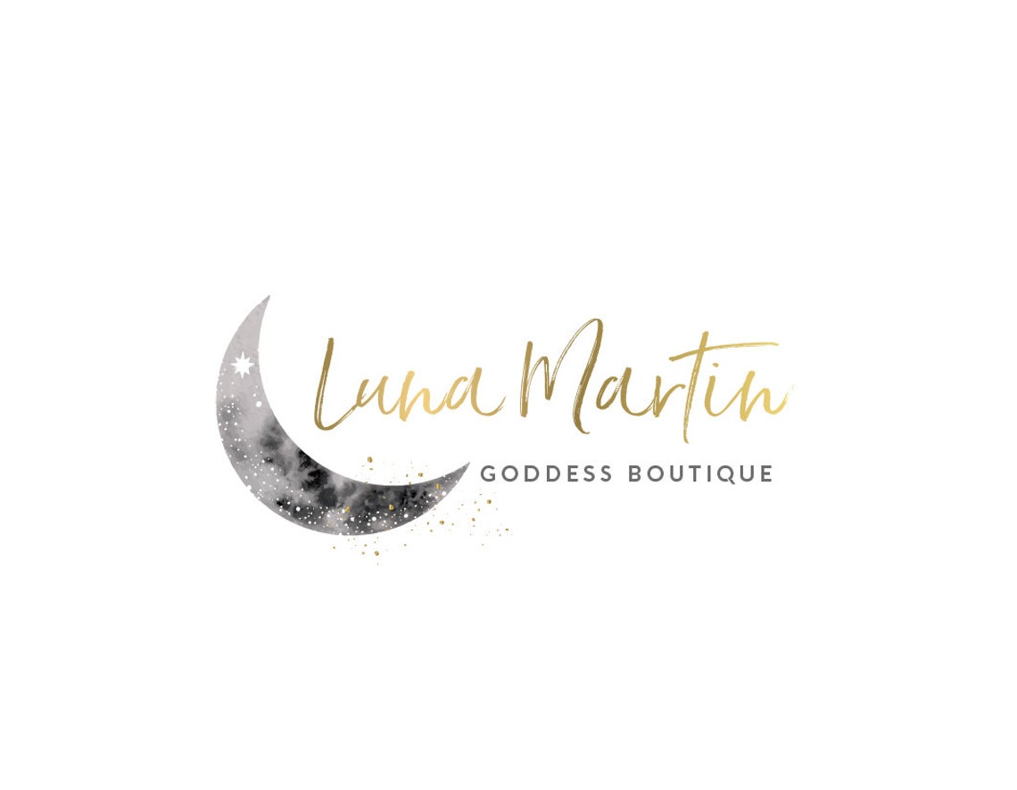 Moon Logo Design Branding Package Premade Crescent Moon Gold - Etsy UK