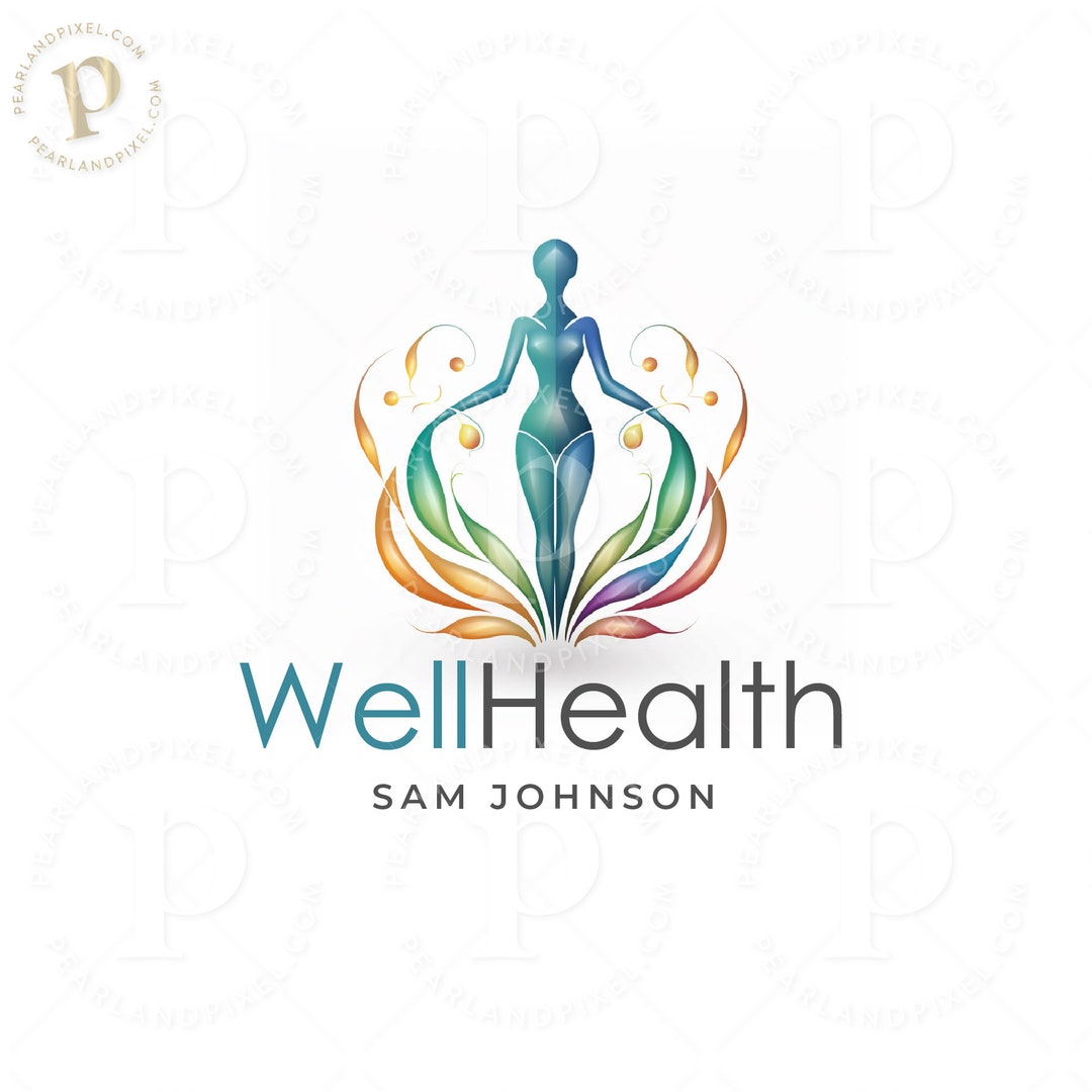 Wellness Logo Design, Wellbeing Branding, Gold and Teal Watercolor ...