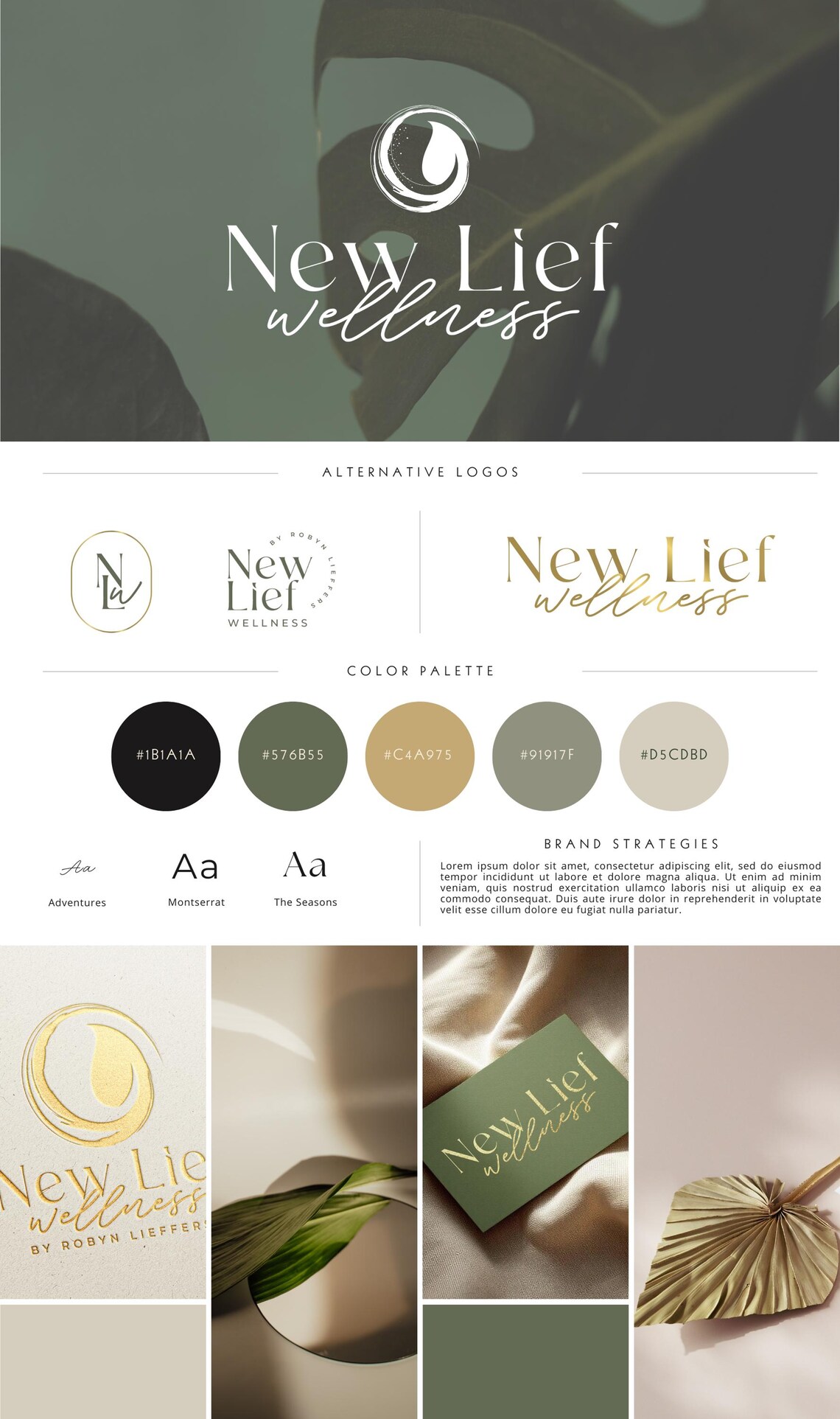 Wellness Leaf Logo, Organic Brand Kit, Nature Inspired Branding - Etsy