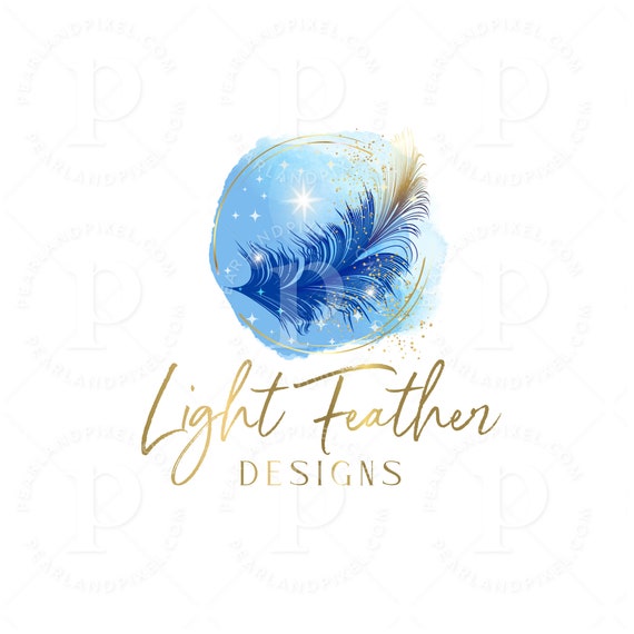 Feather Logo Design Blue Logo Design Angel Logo Circle Logo | Etsy UK