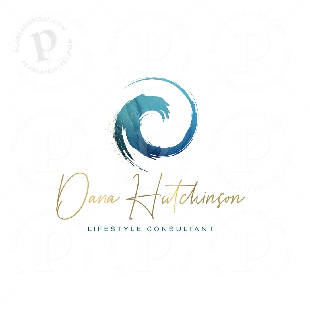 Wellness Logo Design Blue Health Branding Spiral Logo - Etsy