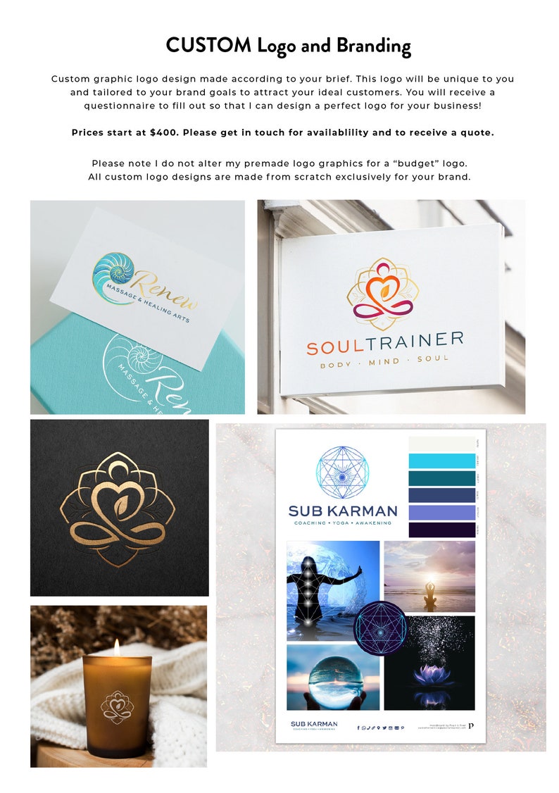 Logo Design Branding Package Premade Graphics Custom Text Zen - Etsy UK