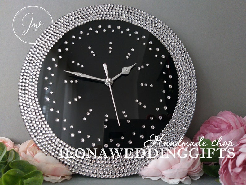 Swarovski Crystals Bling Wall Clock Clear Silver Rhinestones | Etsy